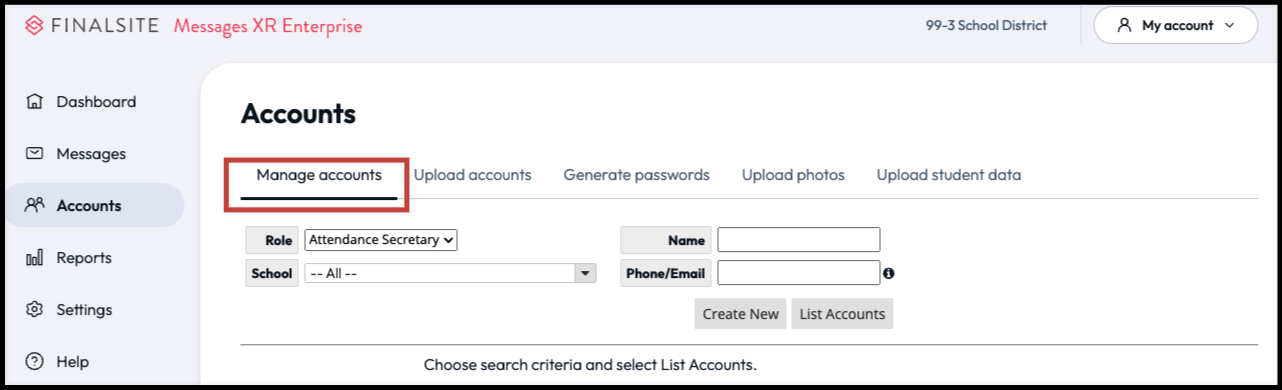 Manage your community's user accounts – Messages XR Enterprise