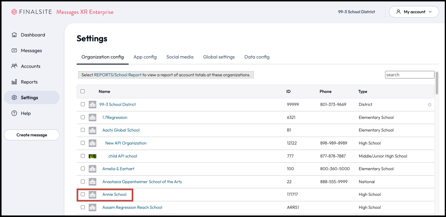 Configure organization Delivery Options – Messages XR Enterprise
