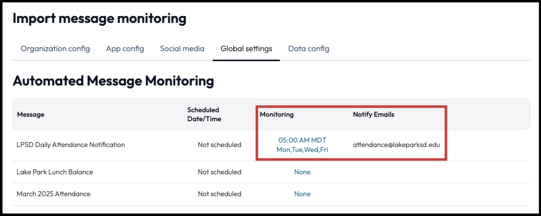 Manage your monitoring options – Messages XR Enterprise