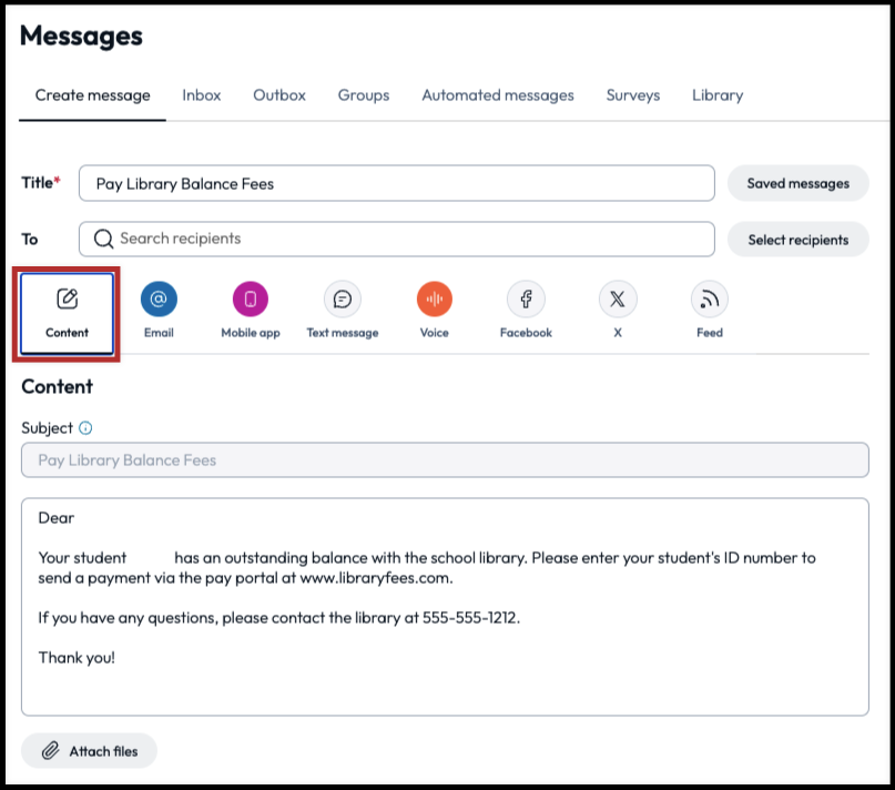 Insert merge tags into messages – Messages XR Enterprise