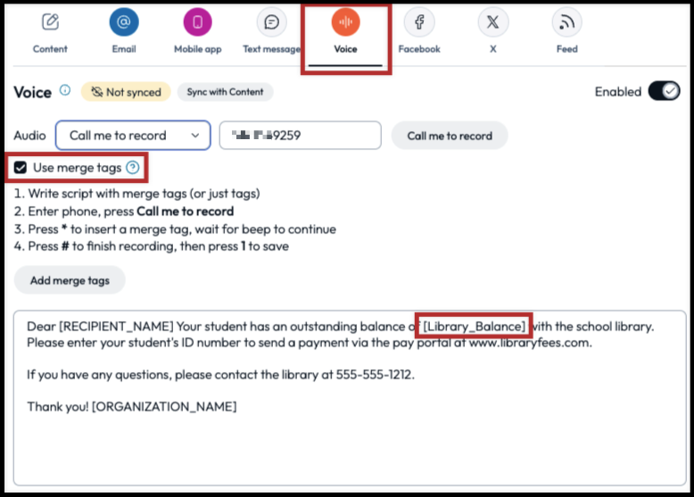 Insert merge tags into messages – Messages XR Enterprise